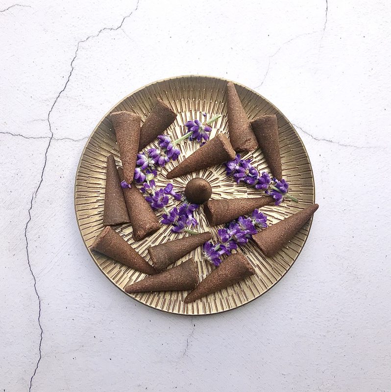 Hand dipped incense cones with a highly scented lavender scent with ...